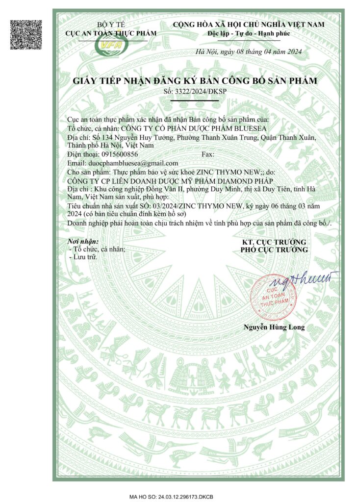 ZINC THYMO NEW (CHAI 120ML) - CÔNG TY TNHH RUBIN PHARMA